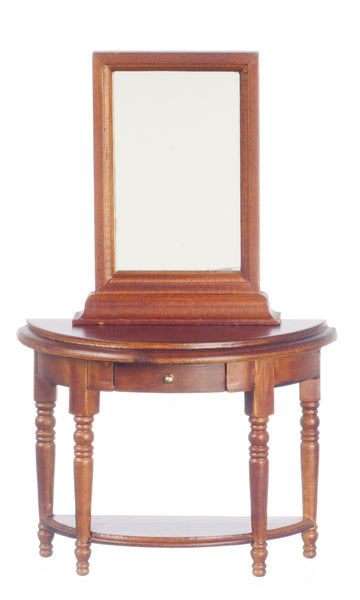 Hall Table with Mirror - Walnut – Dollhouse Universe